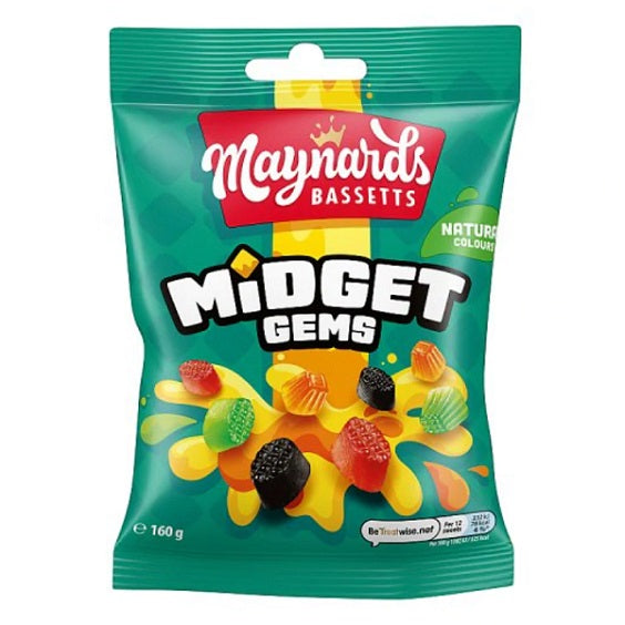 Maynards Bassetts Midget Gems Chewy Fruit Flavour Gums Gummy UK Candy | The Lolly Barn