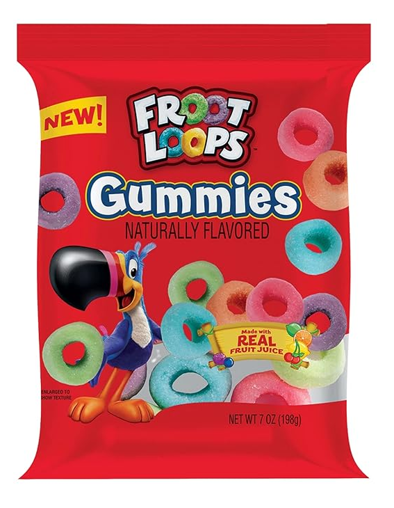 NEW Kelloggs Froot Loops Gummies Naturally Flavoured Gummi Chewy Candy ...
