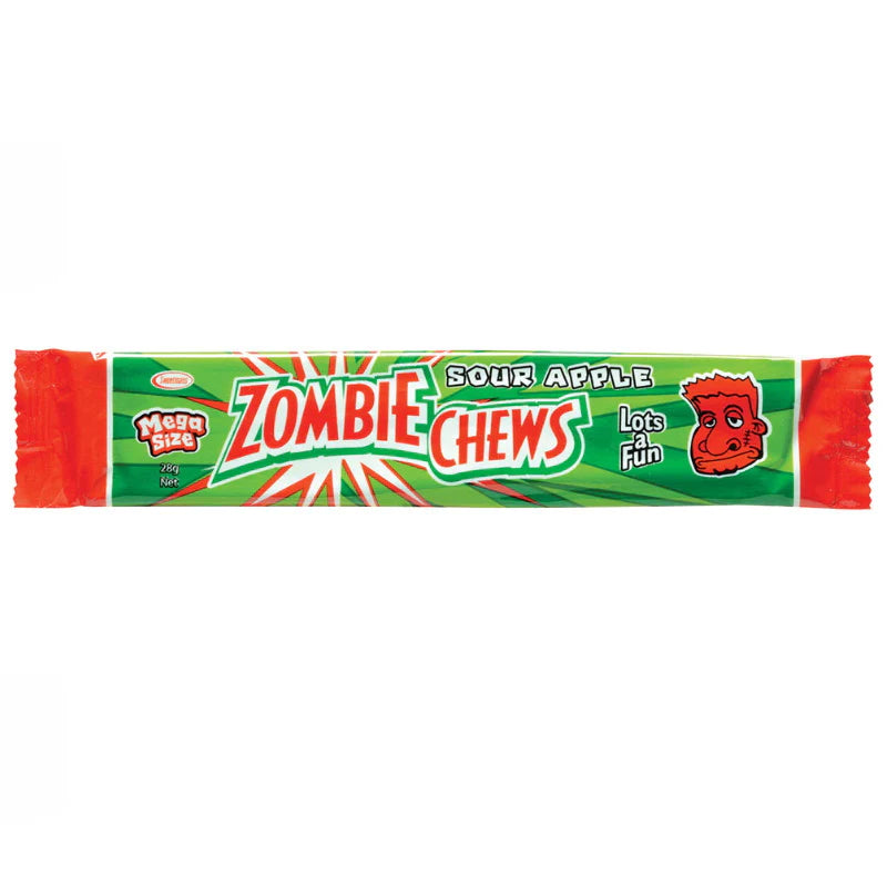 Zombie Chews Sour Apple Flavoured Bar Gluten Free 28g | The Lolly Barn