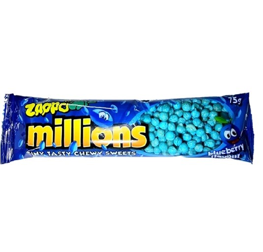 Zappo Millions Blueberry Flavour Chewy Candy 75g | The Lolly Barn