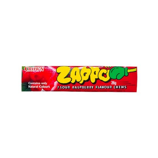 Zappo Sour Raspberry Flavoured Chews 7 Pieces Packet Gluten Free 26g ...
