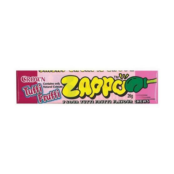 Zappo Sour Tutti Frutti Flavoured Chews 7 Pieces Packet Gluten Free 26 ...